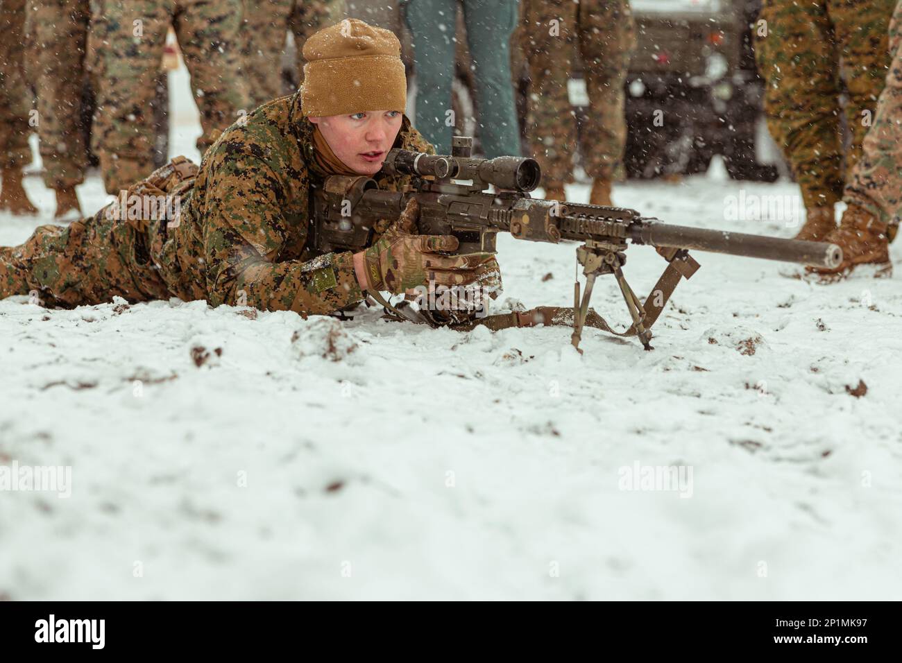 U.S. Marine Corps Lance Cpl. Logan Roos, an infantry Marine, from Battalion Landing Team 1/4 ...