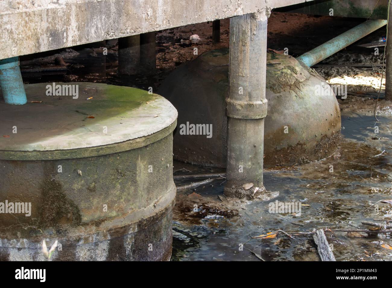 Concrete containers for sewage and waste water under the building on ...