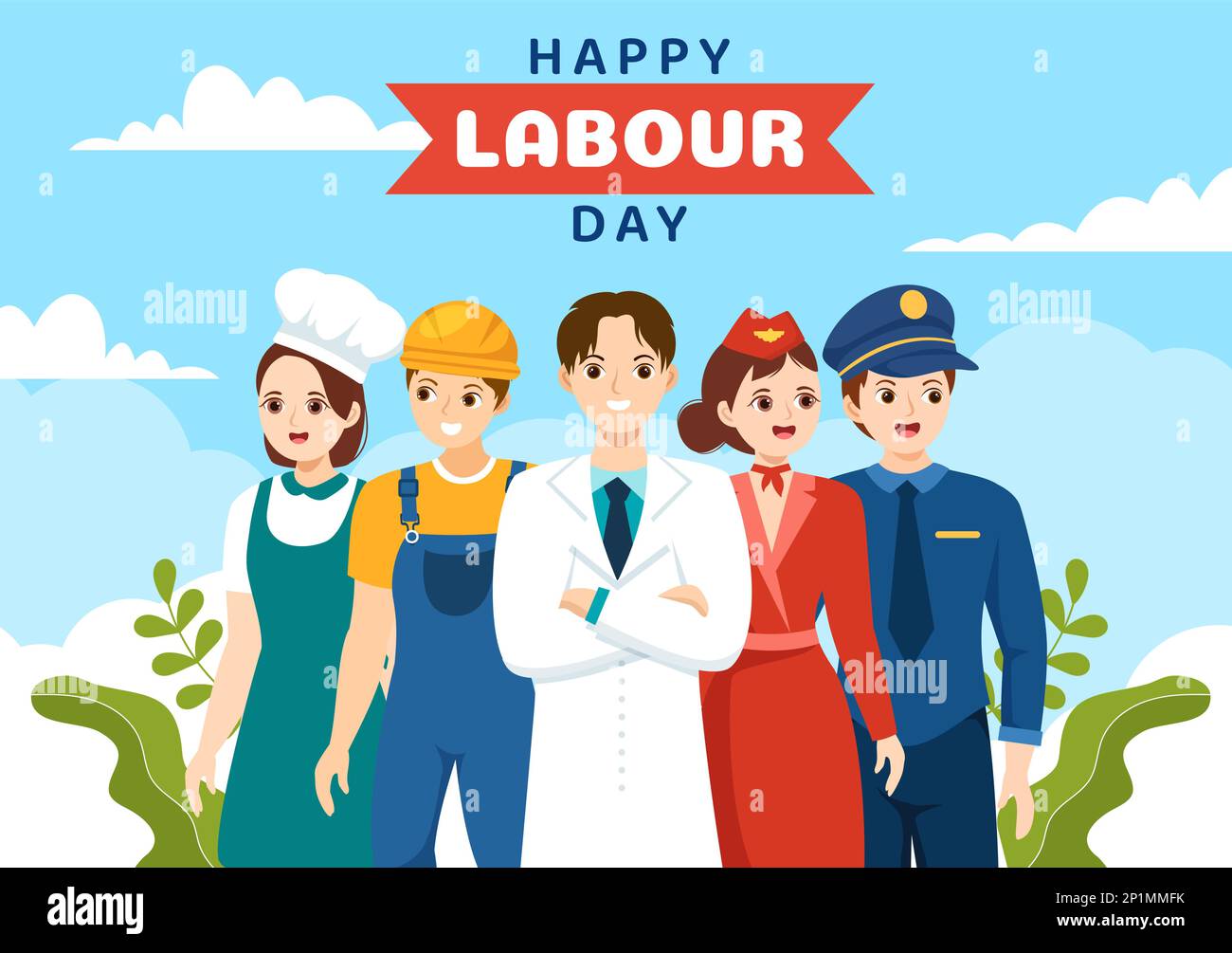 Happy Labor Day on 1 May Illustration with Different Professions and ...