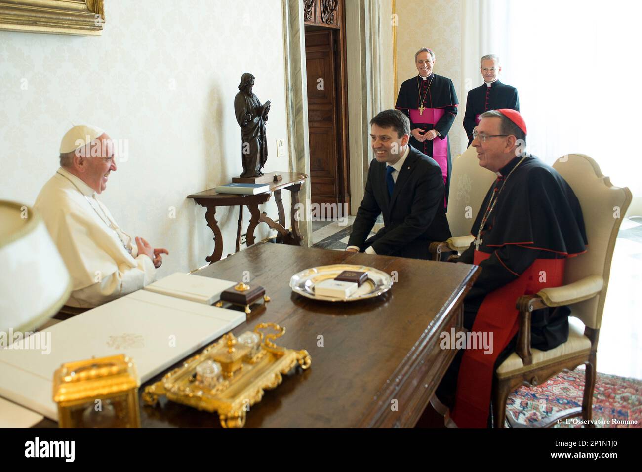 Pope Francis meets Gottfried Locher, center, President of the ...