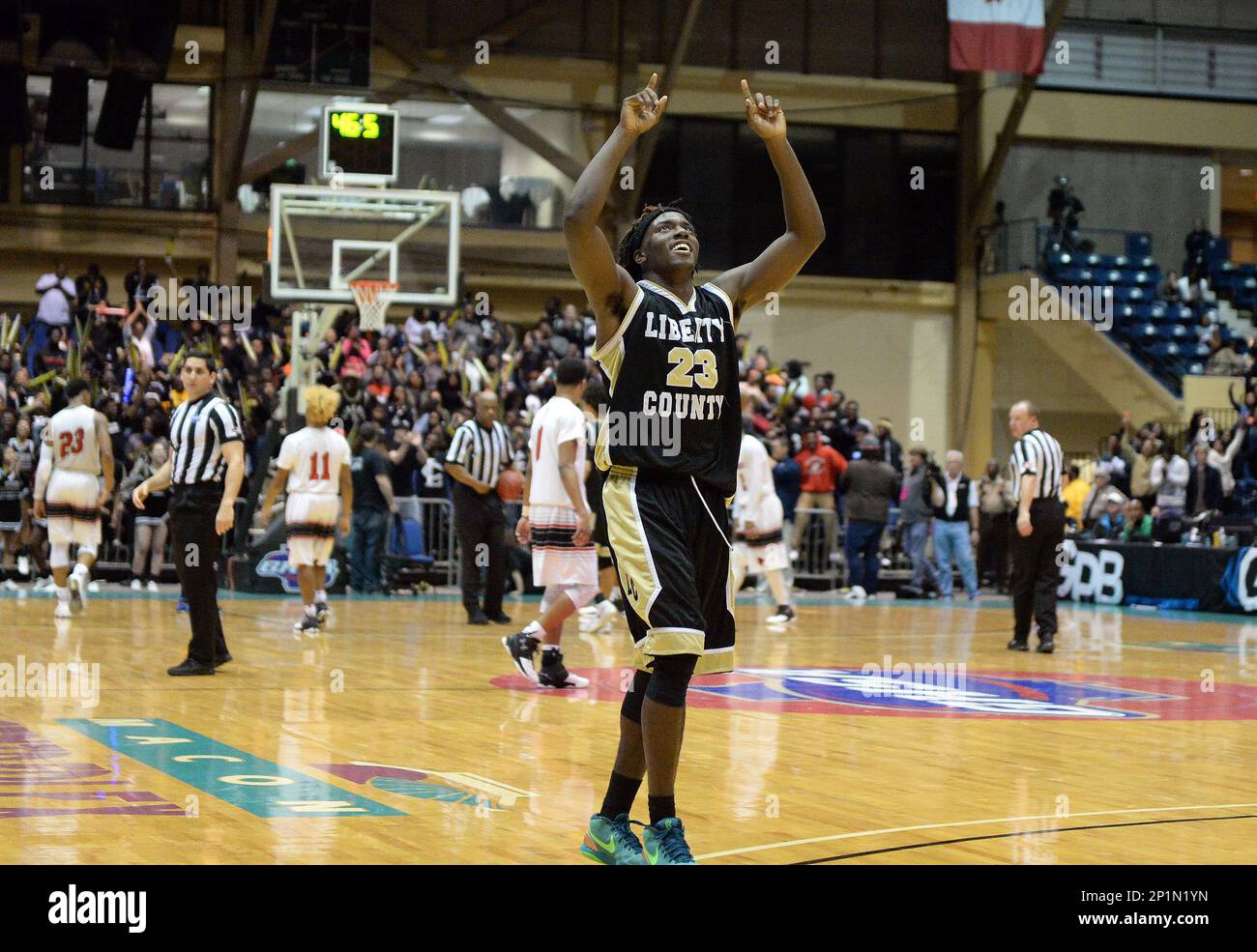 Liberty County's Richard LeCounte (23) starts the celebration late in ...