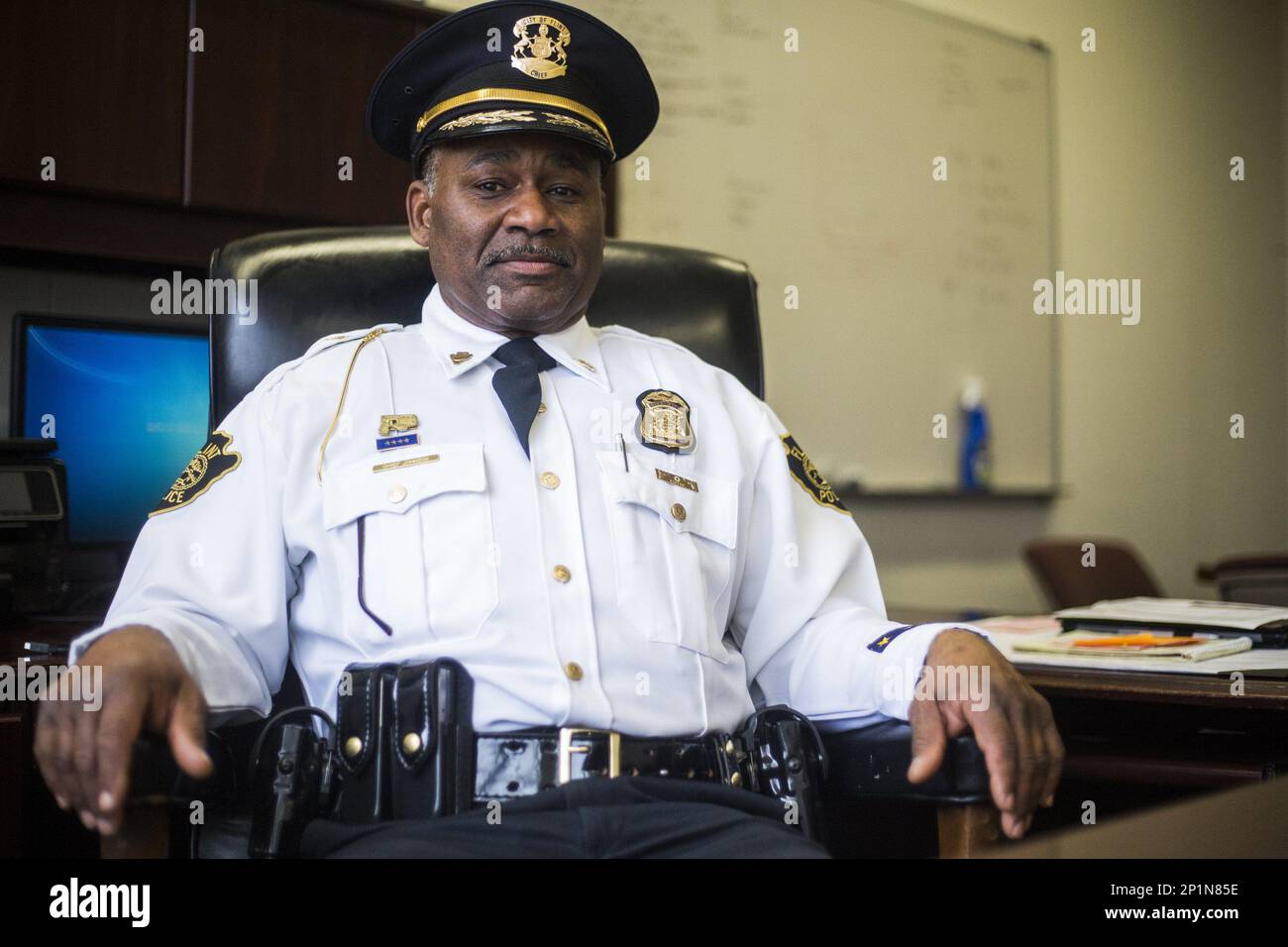 In a Monday, Feb. 29, 2016 photo, Flint Police Chief Tim Johnson poses ...