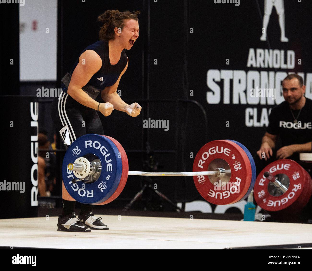 Columbus, Ohio, United States. 3rd Mar, 2023. Francesca Duncan lifts ...
