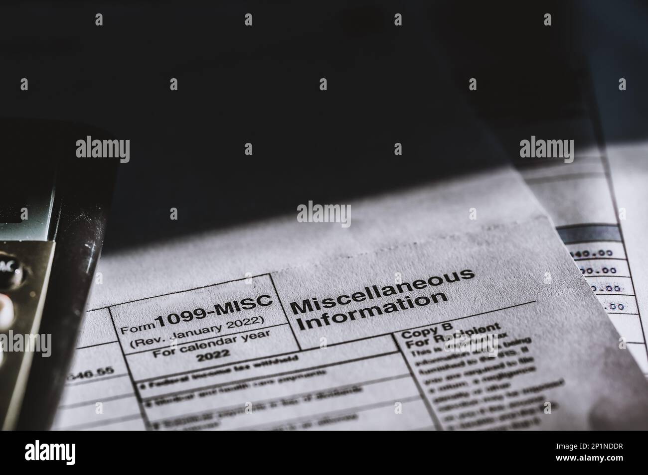 IRS 1099Tax Form for documenting miscellaneous information and income Stock Photo - Alamy