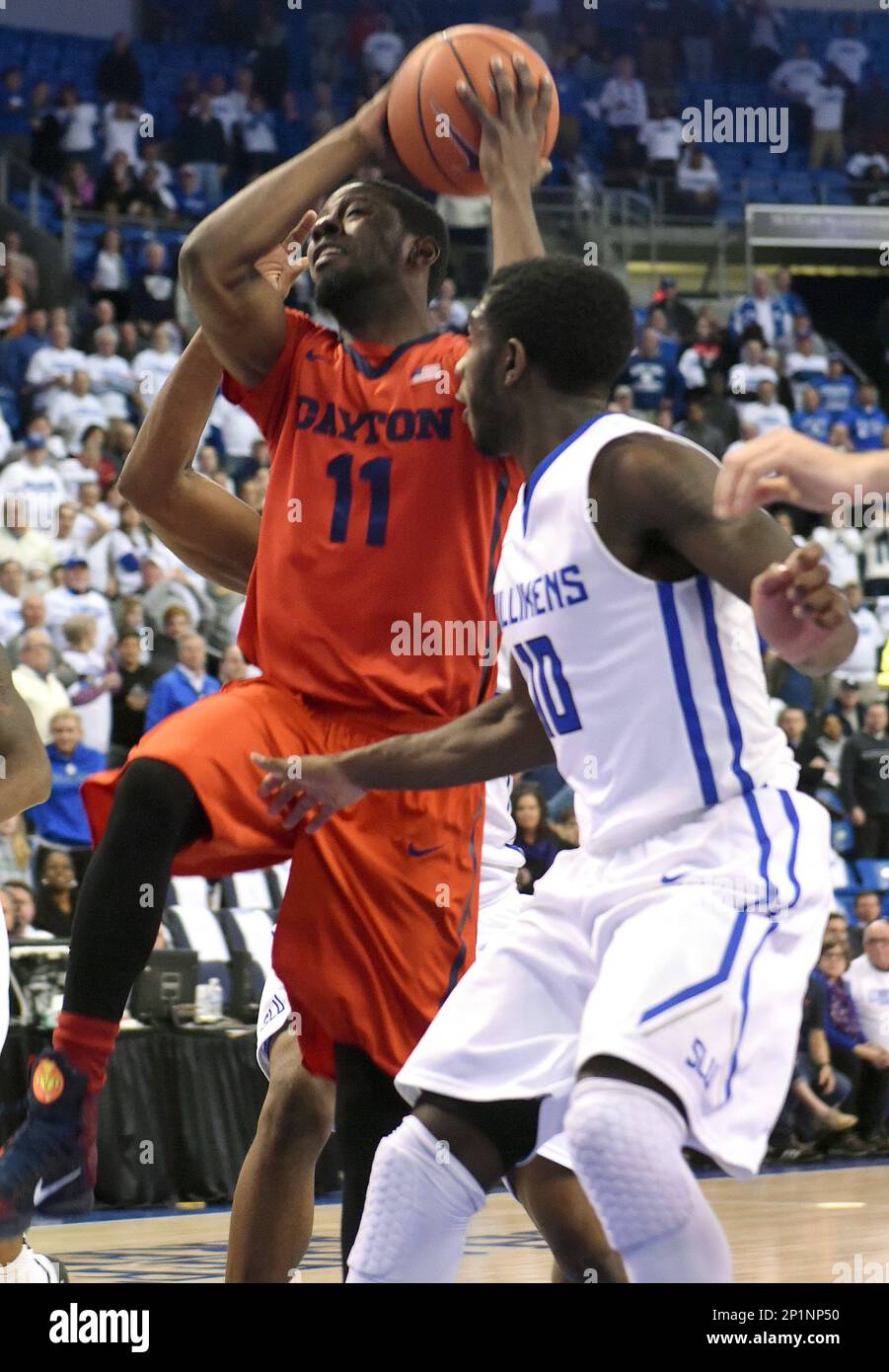 23 February, 2016: Dayton Flyers guard Scoochie Smith (11) scores to ...