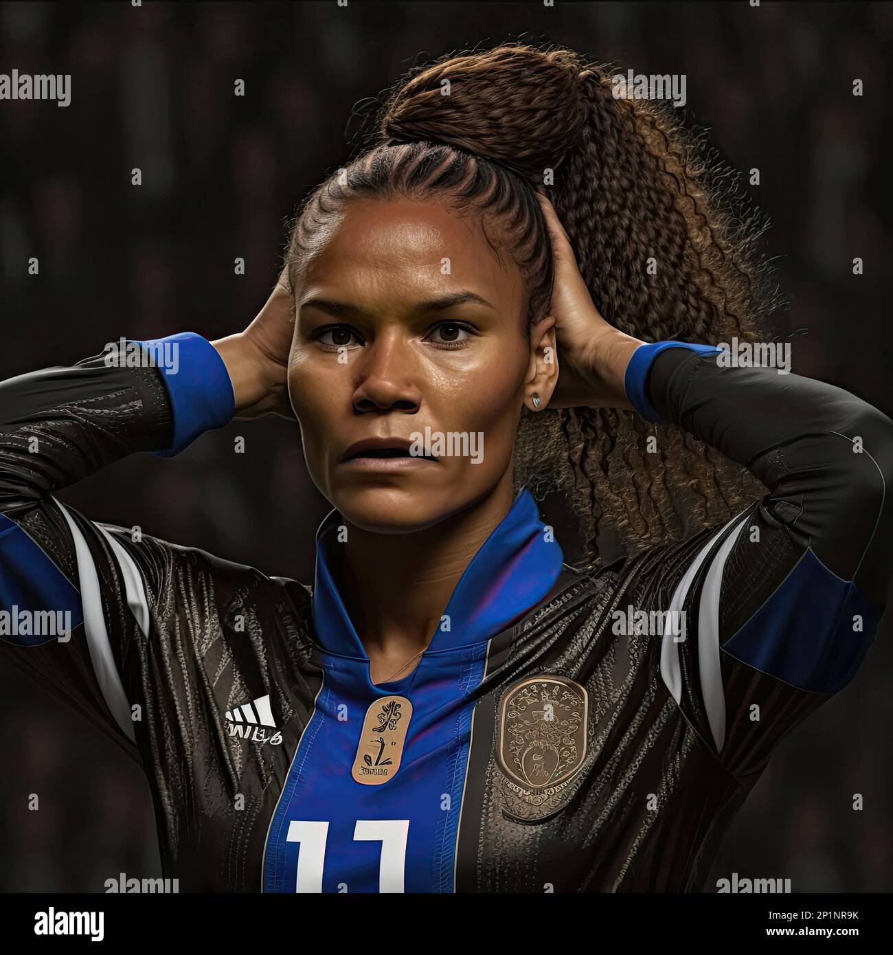 Illustration of French professional footballer Wendie Renard, captain ... Illustration of French professional footballer Wendie Renard, captain ...