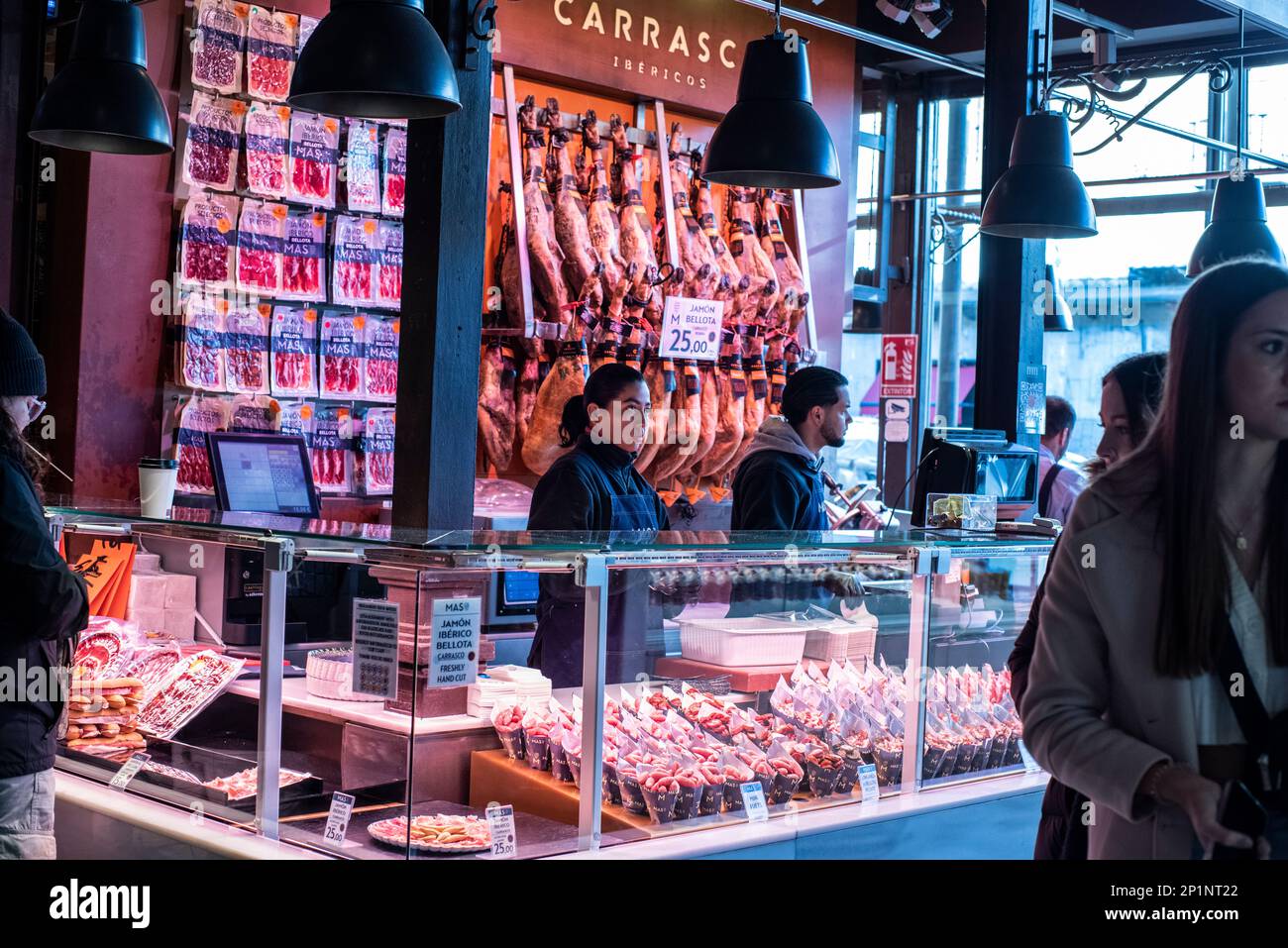 Bars, restaurants and traditional shops in Madrid, Spain Stock Photo ...