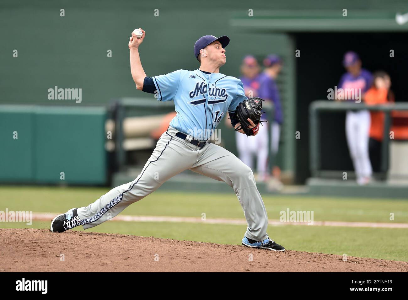 Main Black Bears pitcher Nick Silva (16) delivers a pitch during a game ...