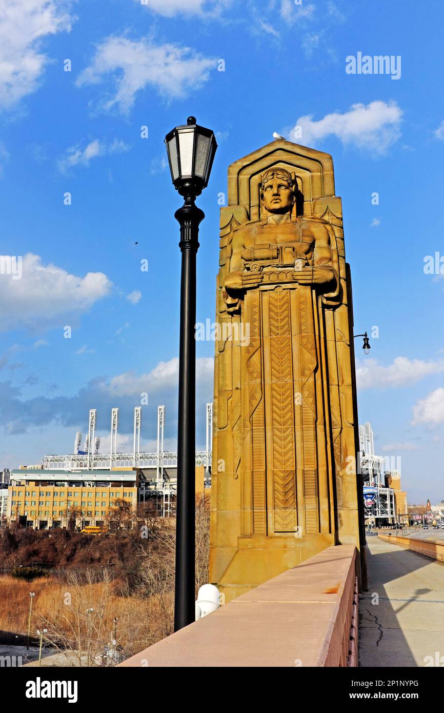 One of the eight Guardians of Traffic viewing the west with Cleveland ...
