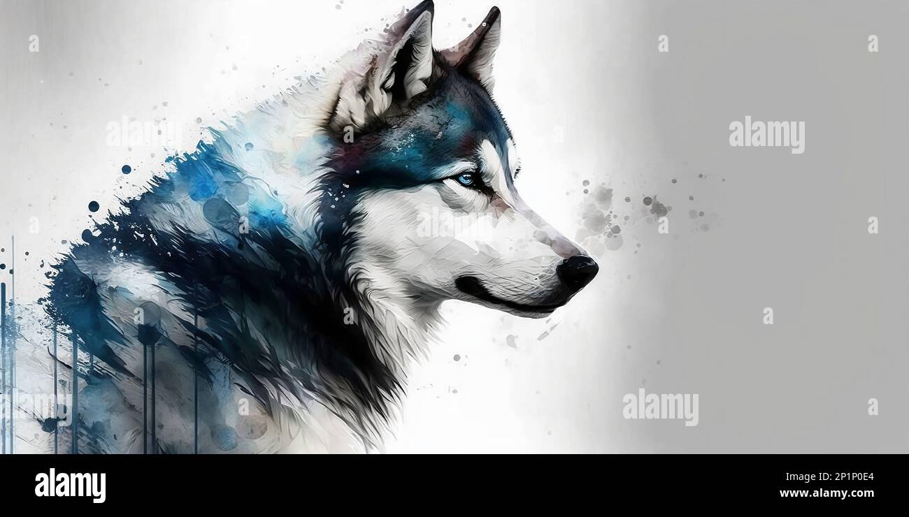 Dog tale in watercolor hi-res stock photography and images - Alamy