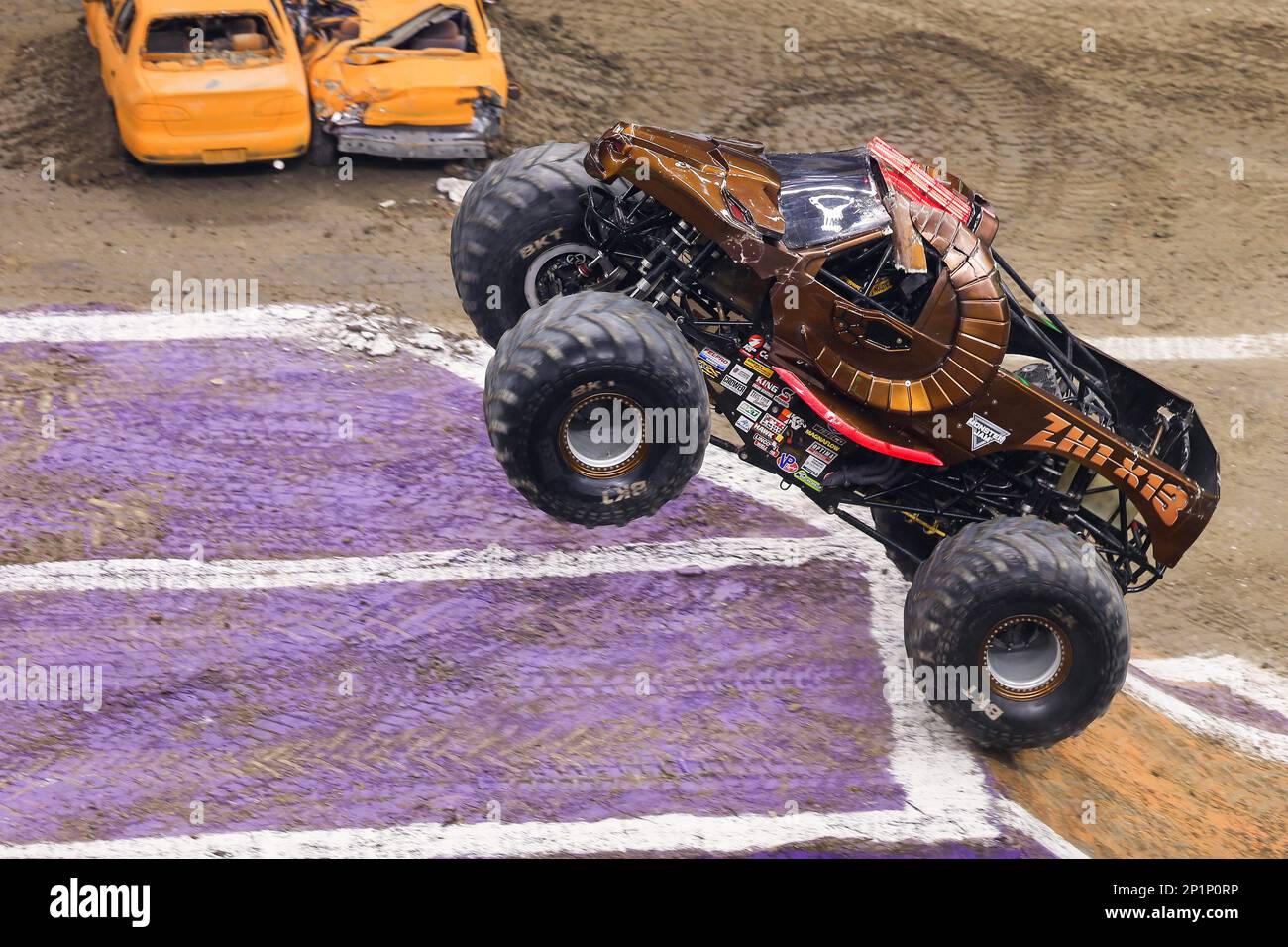February 20, 2016: Zombie Hunter monster truck in action during Monster ...