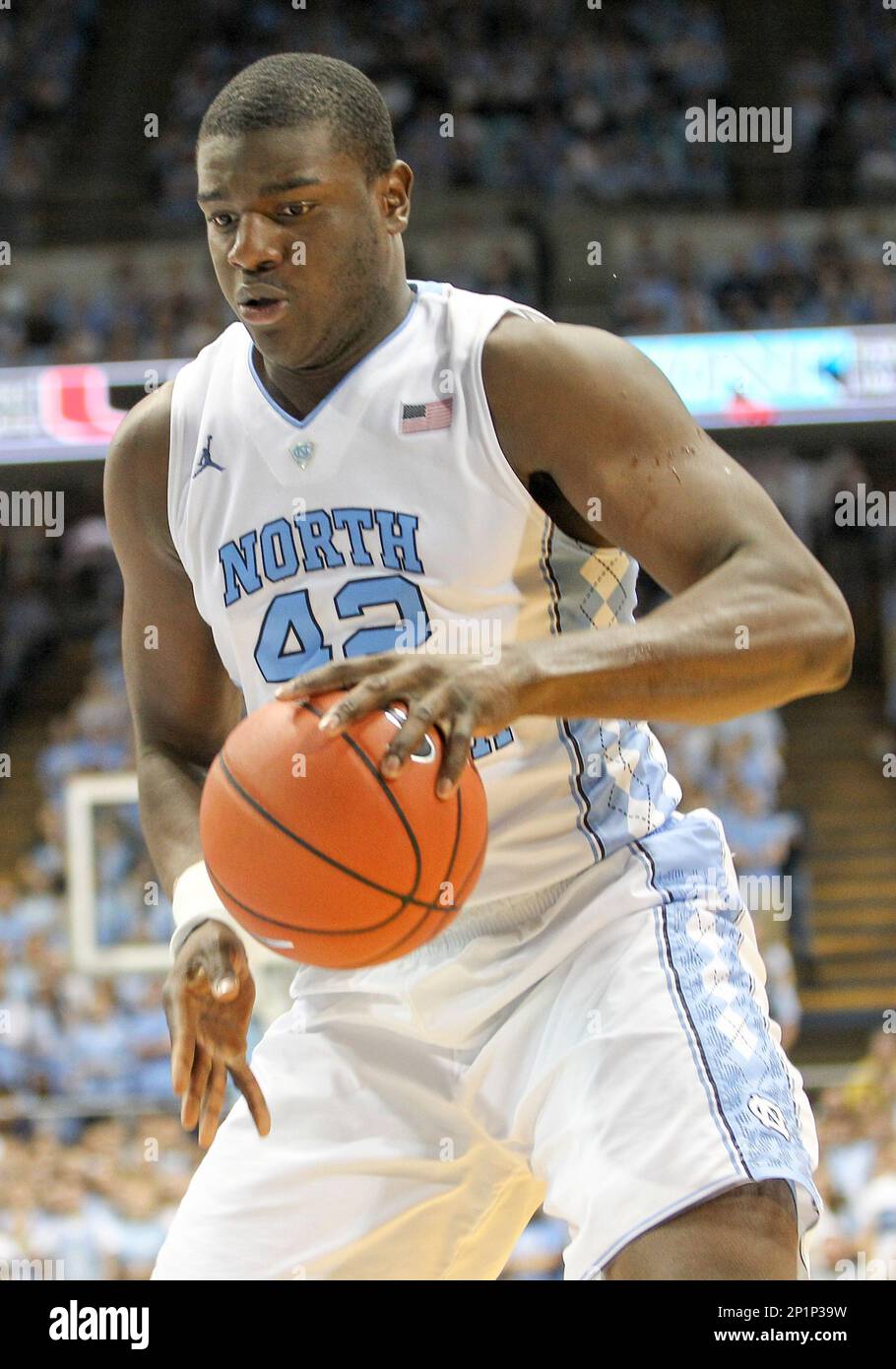 February 20, 2016: North Carolina Tar Heels forward Joel James (42) in action during the NCAA ...