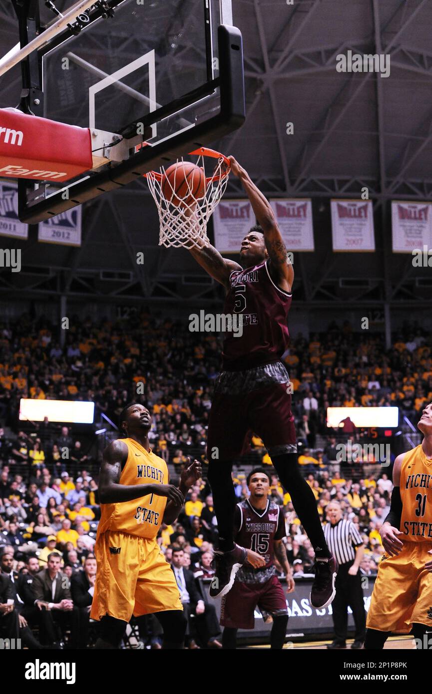February18,2016: Missouri State Bears forward Obediah Church (5) dunks ...