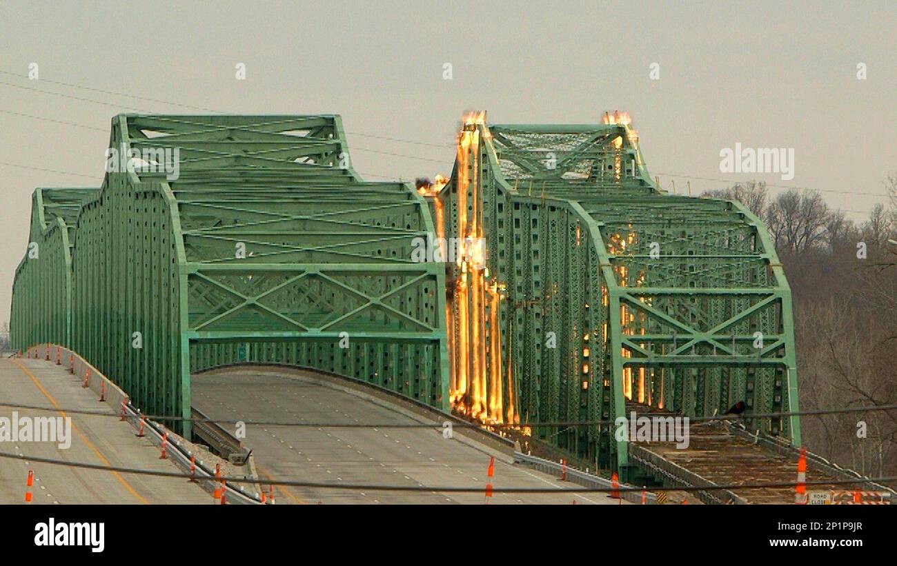 An old section of the 1930s-era westbound Boone Bridge is taken down by ...