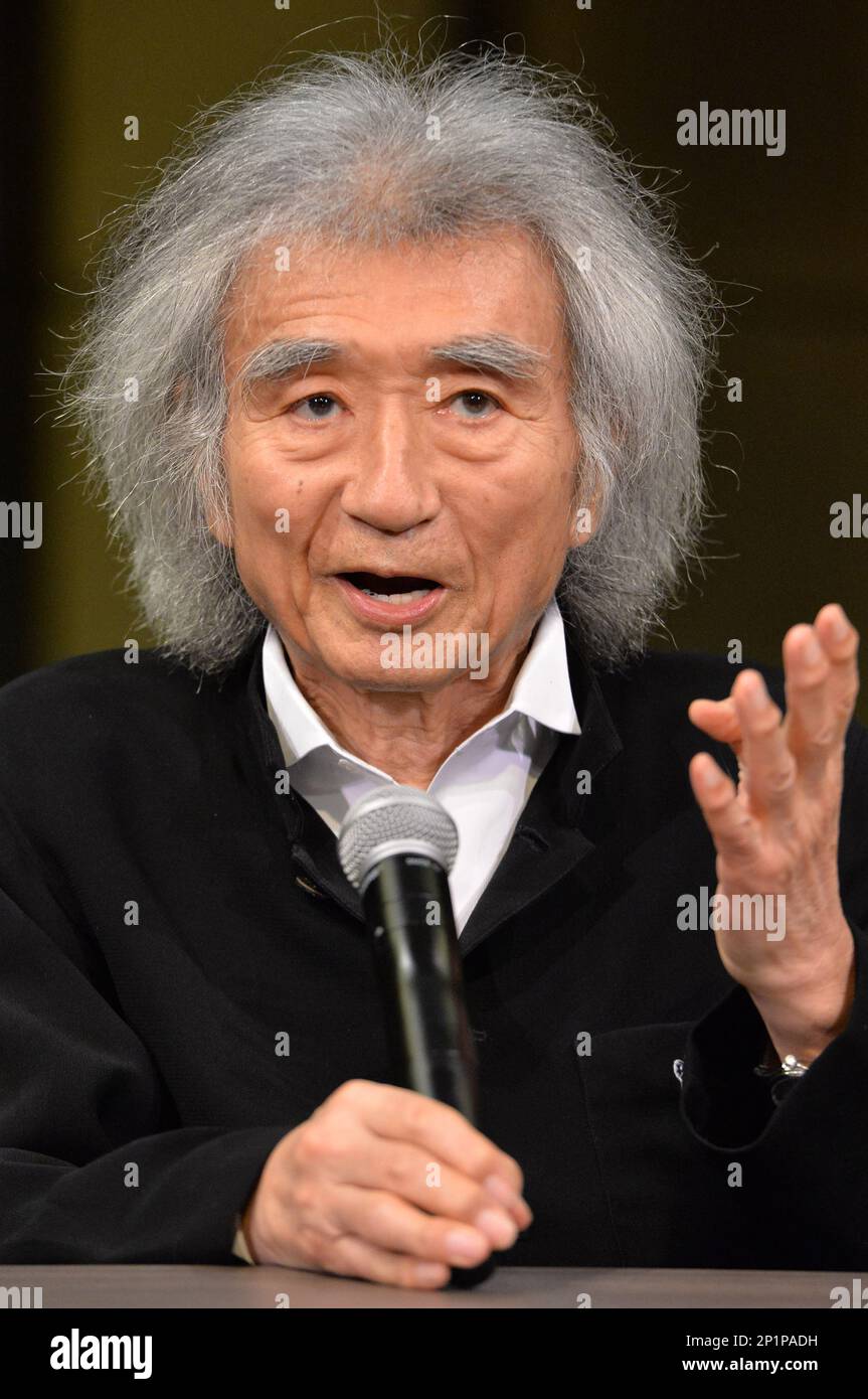 Japanese maestro Seiji Ozawa meets a press conference in Kyoto on Seb ...