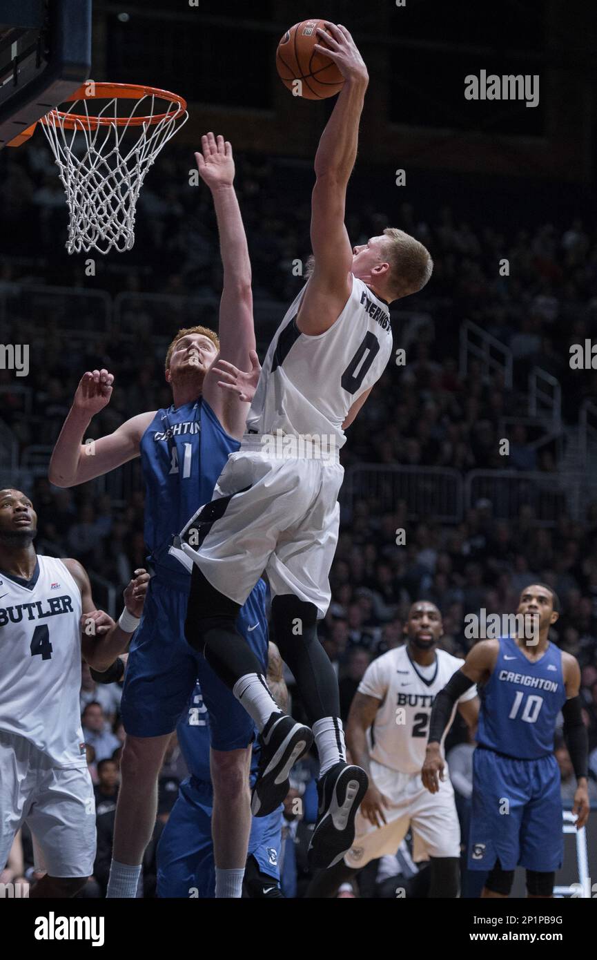 February 16, 2016: Butler Bulldogs forward Austin Etherington (0) dunks ...