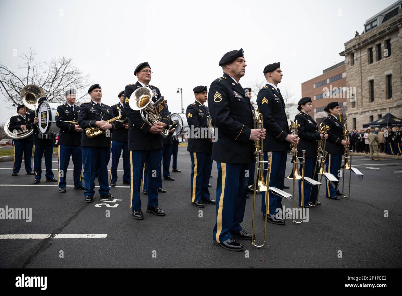 U.S. Army musicians assigned to the 102d Army Band, Connecticut Army ...