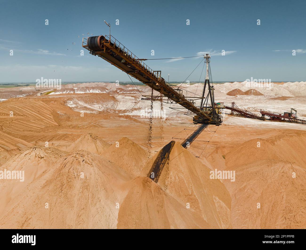 Spreader and belt stacker for transportation sand and gravel Stock ...