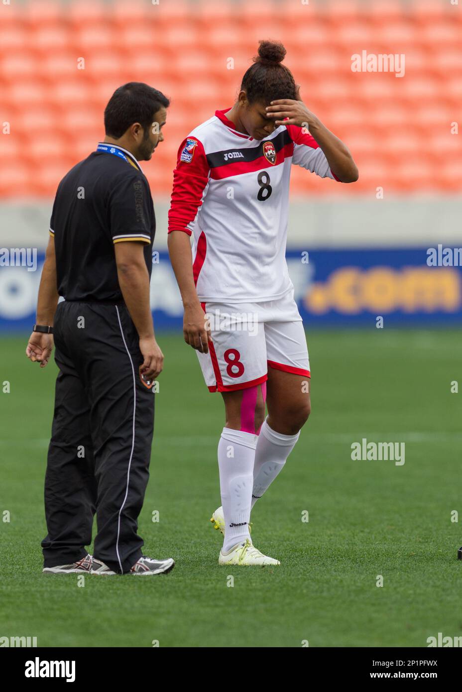 14 February 2016: Trinidad & Tobago Midfielder Victoria Swift (8) takes ...