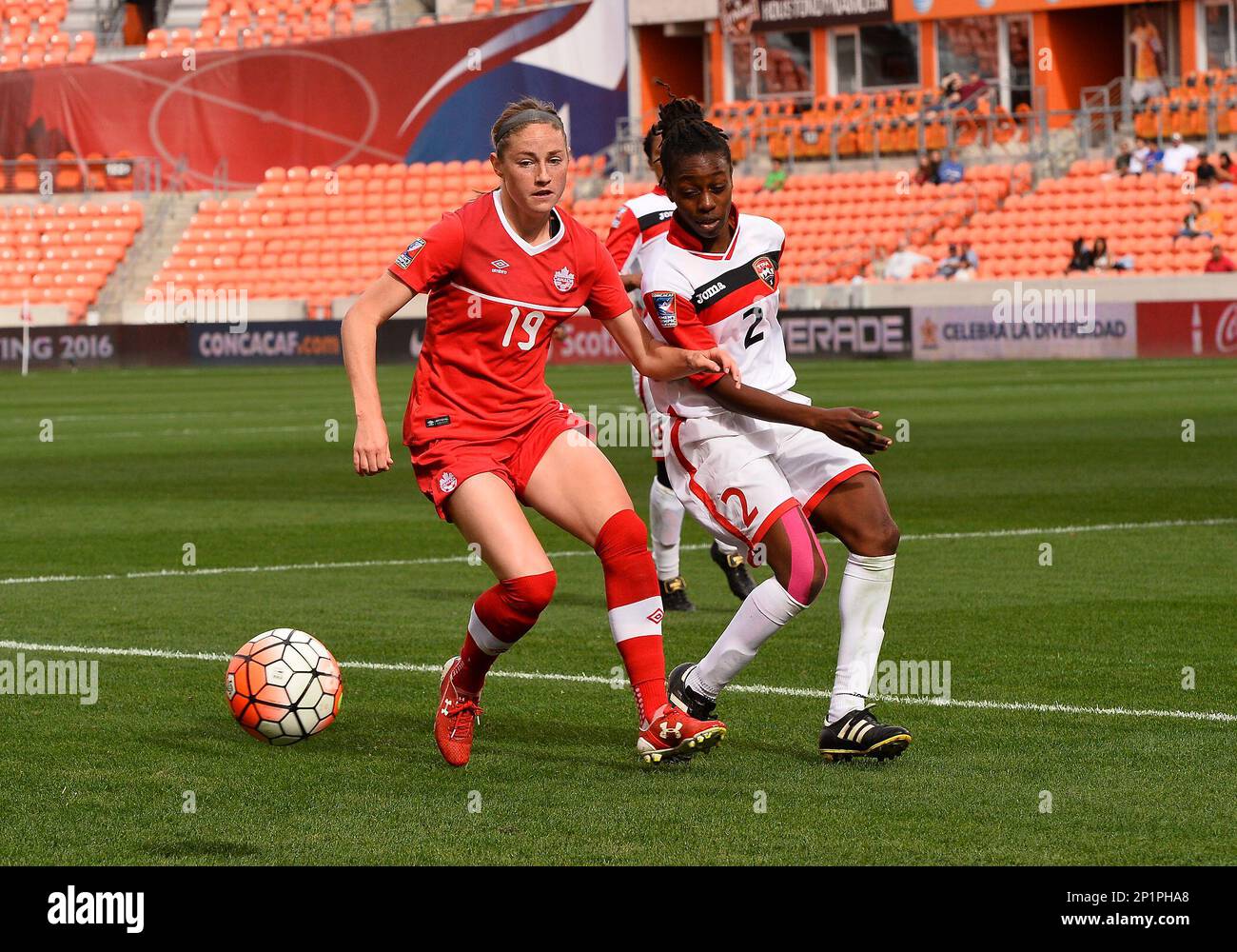 Canada's forward Janine Beckie (19) attempts to control the ball during ...