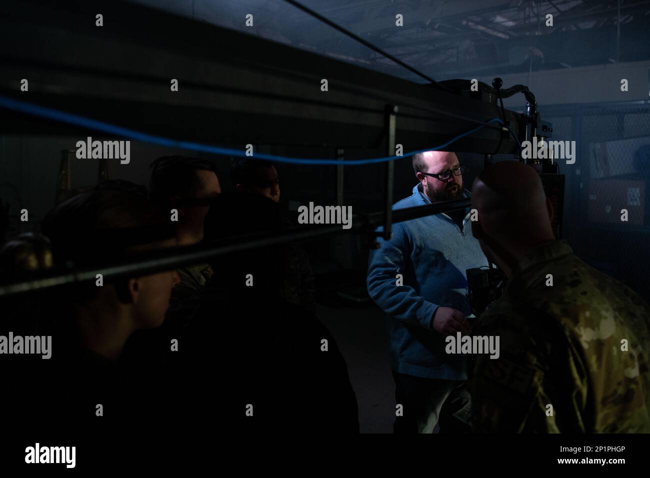 Michael McCool, 2nd Audiovisual Squadron producer and director, shows ...