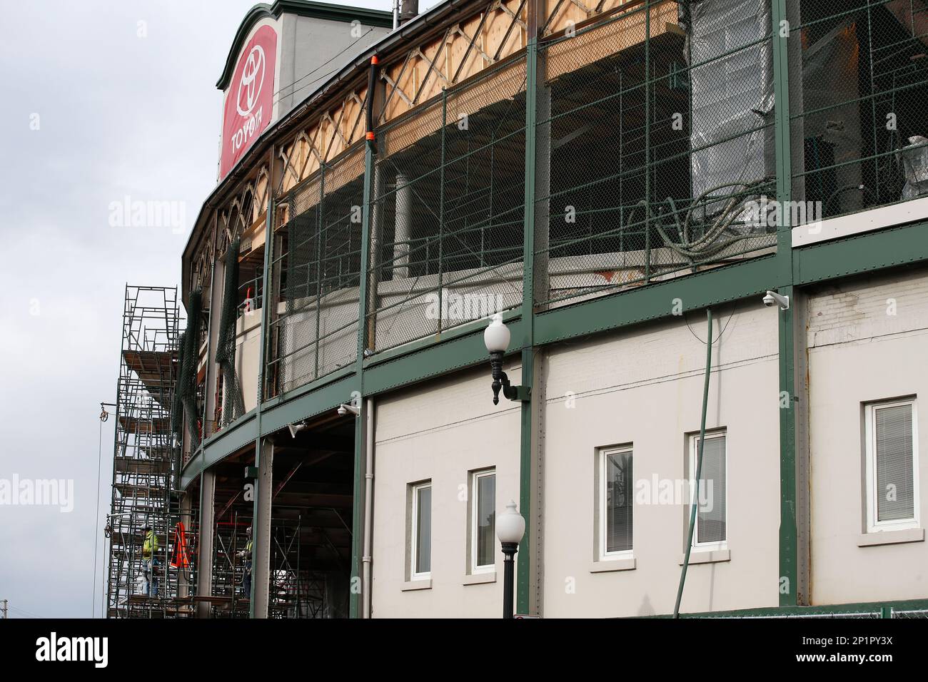 A general view of the exterior of Wrigley Field, home of the Chicago ...