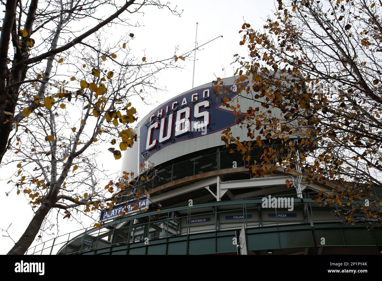 A general view of the exterior of Wrigley Field, home of the Chicago ...