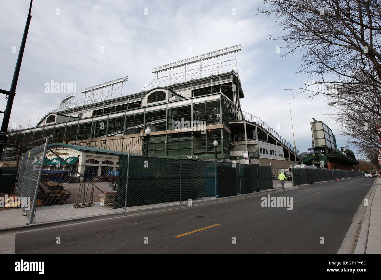 A general view of the exterior of Wrigley Field, home of the Chicago ...