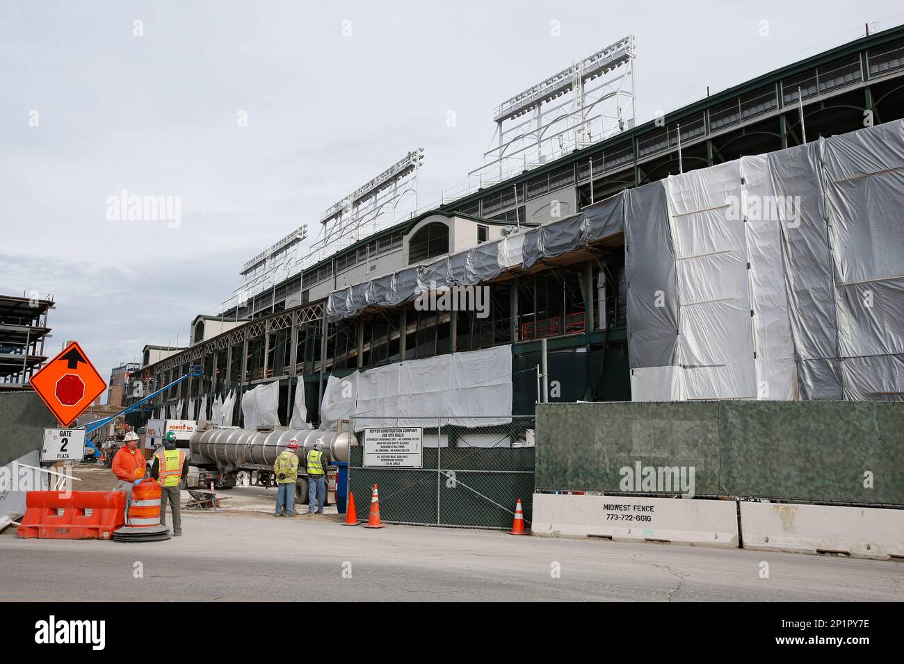 A general view of the exterior of Wrigley Field, home of the Chicago ...