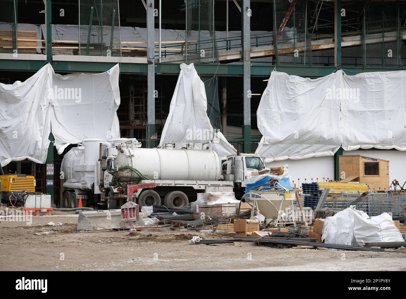 A general view of the exterior of Wrigley Field, home of the Chicago ...