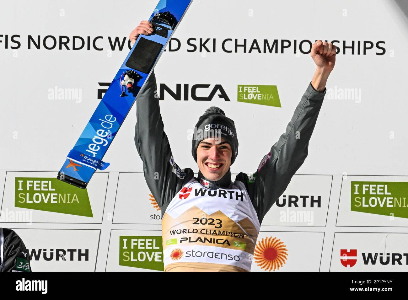 Planica, Slovenia. 03rd Mar, 2023. Winner Timi Zajc of Slovenia ...
