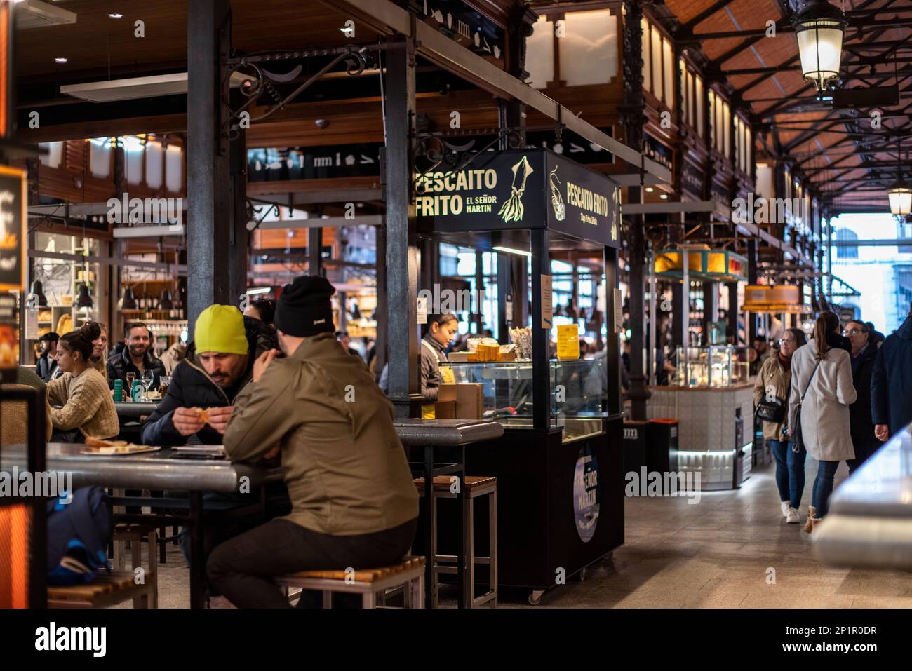 Bars, restaurants and traditional shops in Madrid, Spain Stock Photo ...