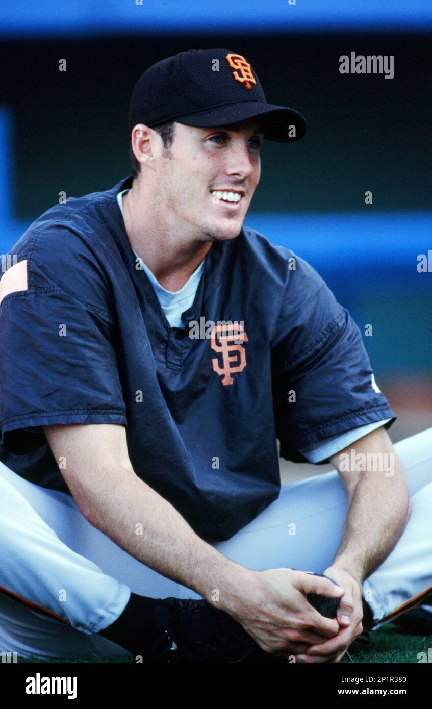 Joe Nathan of the San Francisco Giants stretches before a 1999 Major ...