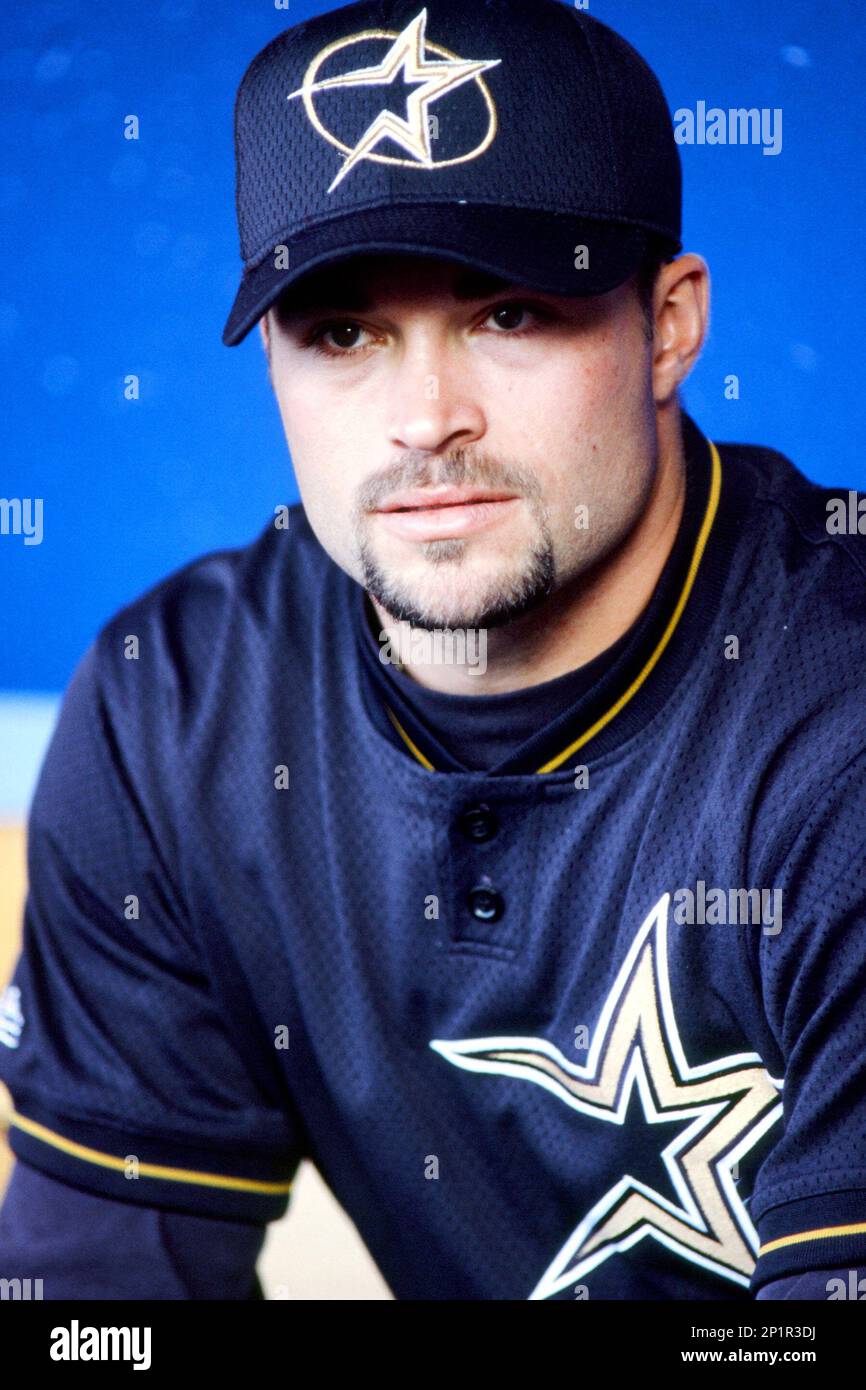 Mike Hampton of the Houston Astros in the dugout before a 1999 Major League Baseball season game ...