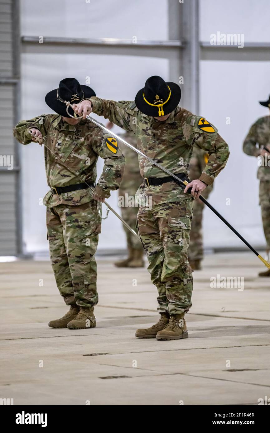 U.S. Army Col. Christopher J. Kirkpatrick, left, commander of the 2nd Armored Brigade Combat ...