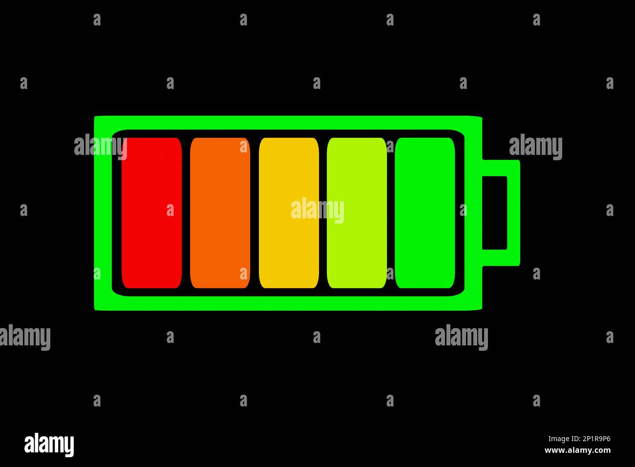 Battery charging icon on black background 3d render are being fully ...