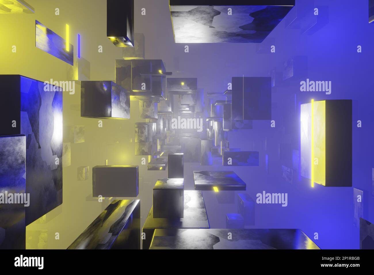 Abstract Geometry Animation background 3d render. Space sci fi ...