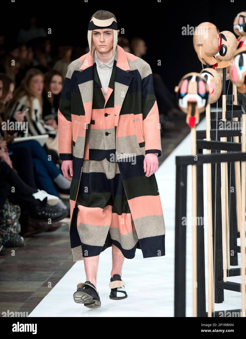 A model wears a creation by Danish designer Henrik Vibskov, during the ...