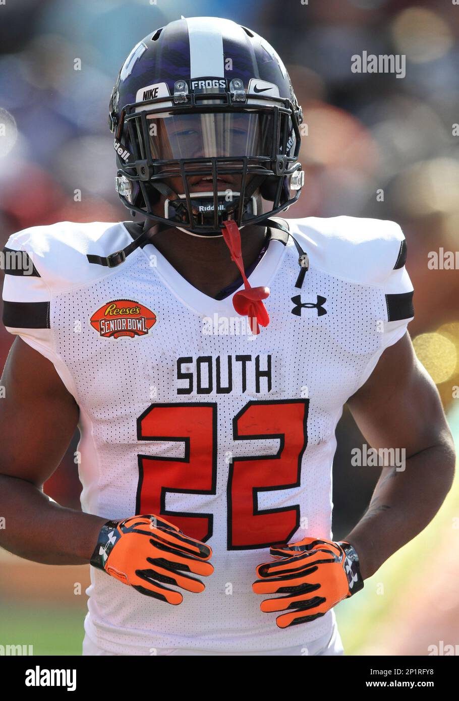 January 30, 2016: South squad Aaron Green (22) during the Senior Bowl ...