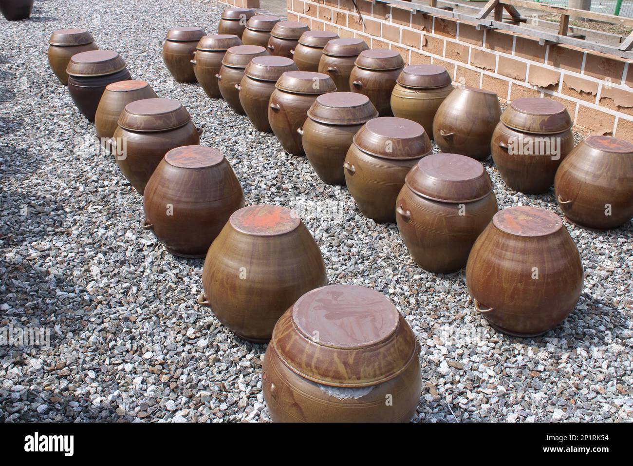 Traditional Korean fermentation jars in country market Stock Photo - Alamy
