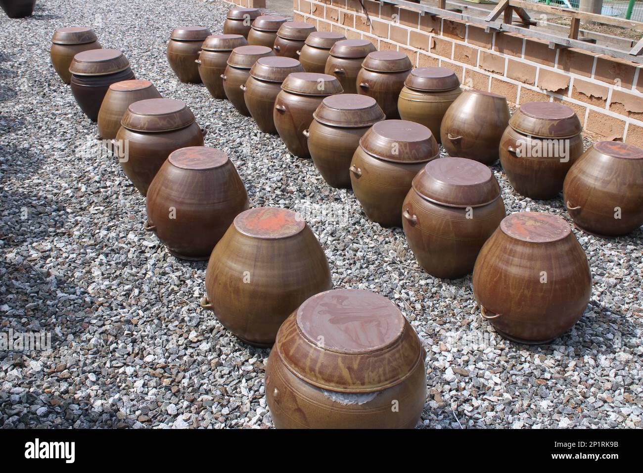 Traditional Korean fermentation jars in country market Stock Photo - Alamy