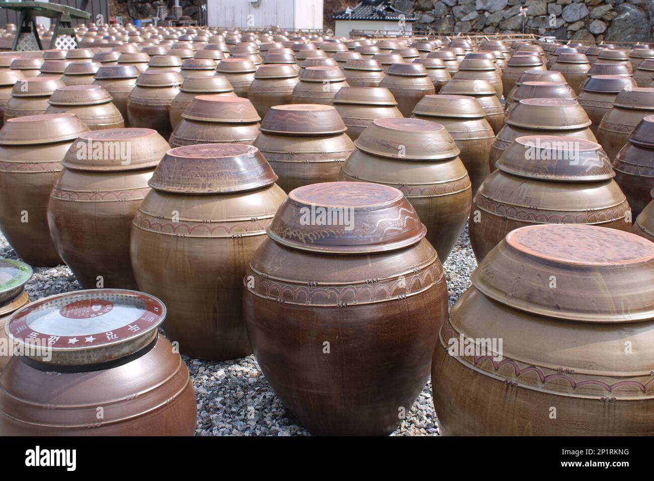 Traditional Korean fermentation jars in country market Stock Photo - Alamy