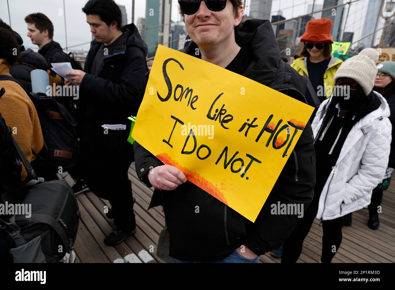 New York City, USA. 03rd Mar, 2023. People march with signs chanting ...