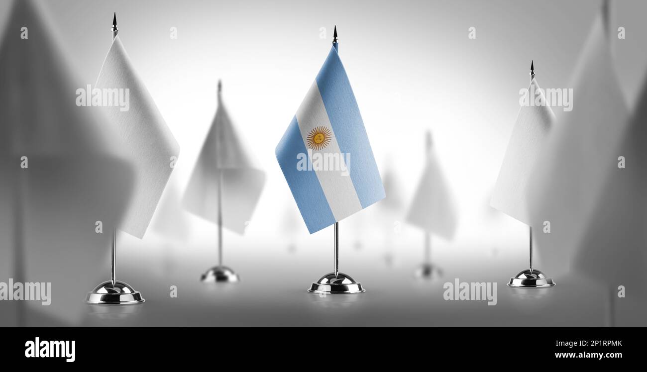 The national flag of the Argentina surrounded by white flags Stock ...