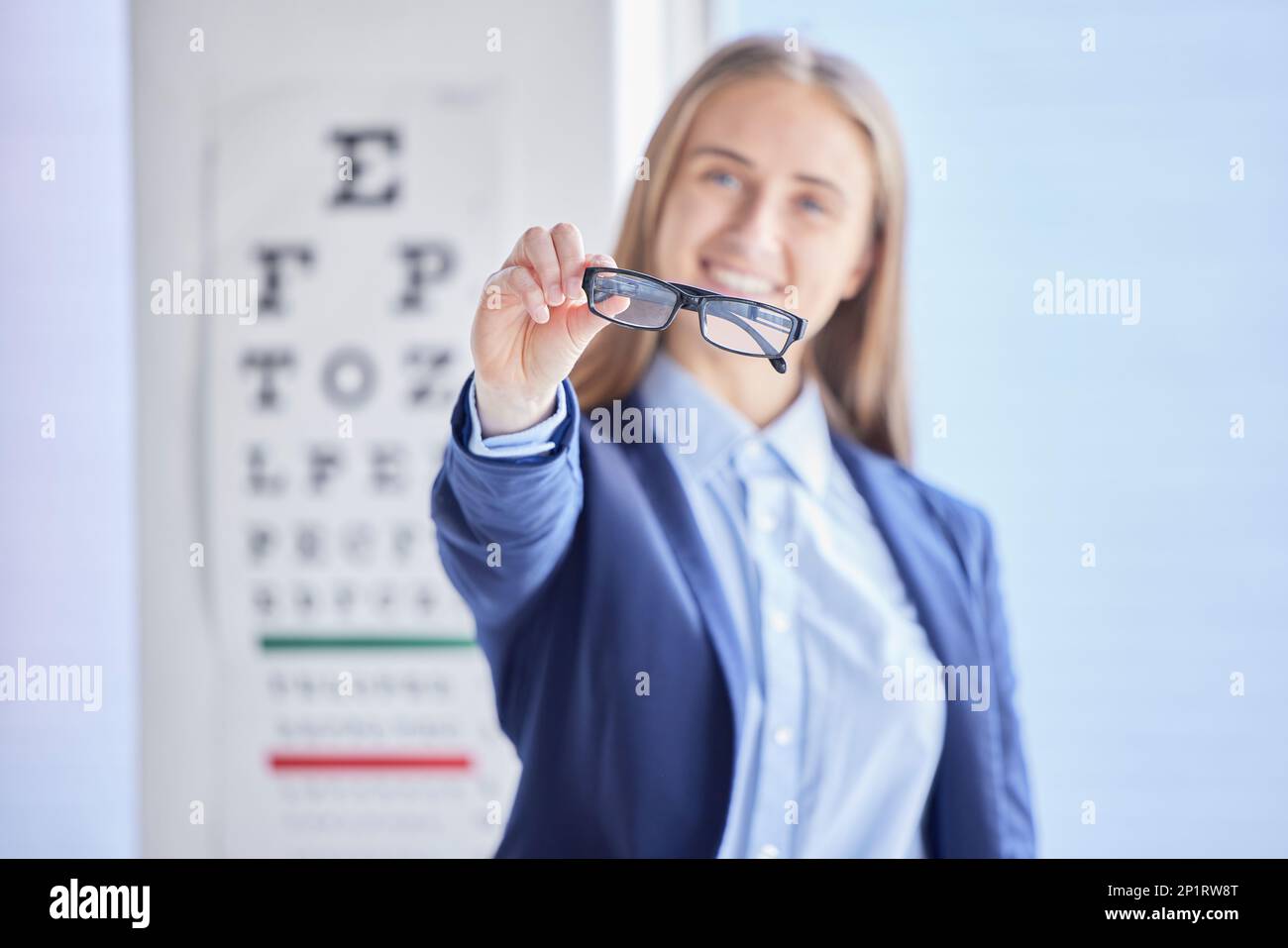 Optometry, vision and portrait of a woman with glasses with ...