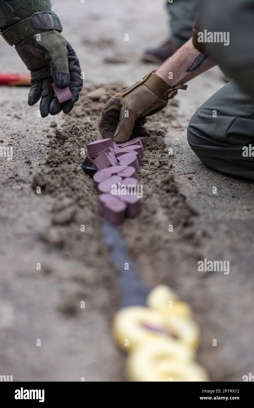 U.S. Marines explosive ordnance disposal (EOD) technicians with Combat ...