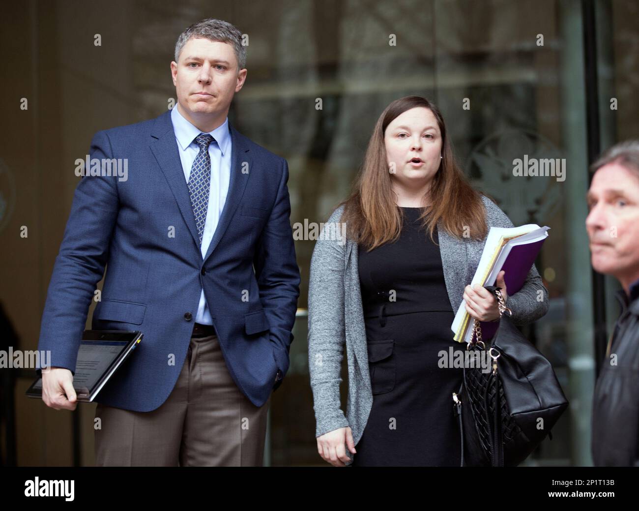 Mike Arnold, left, and Lissa Casey, right, representing Ammon Bundy ...