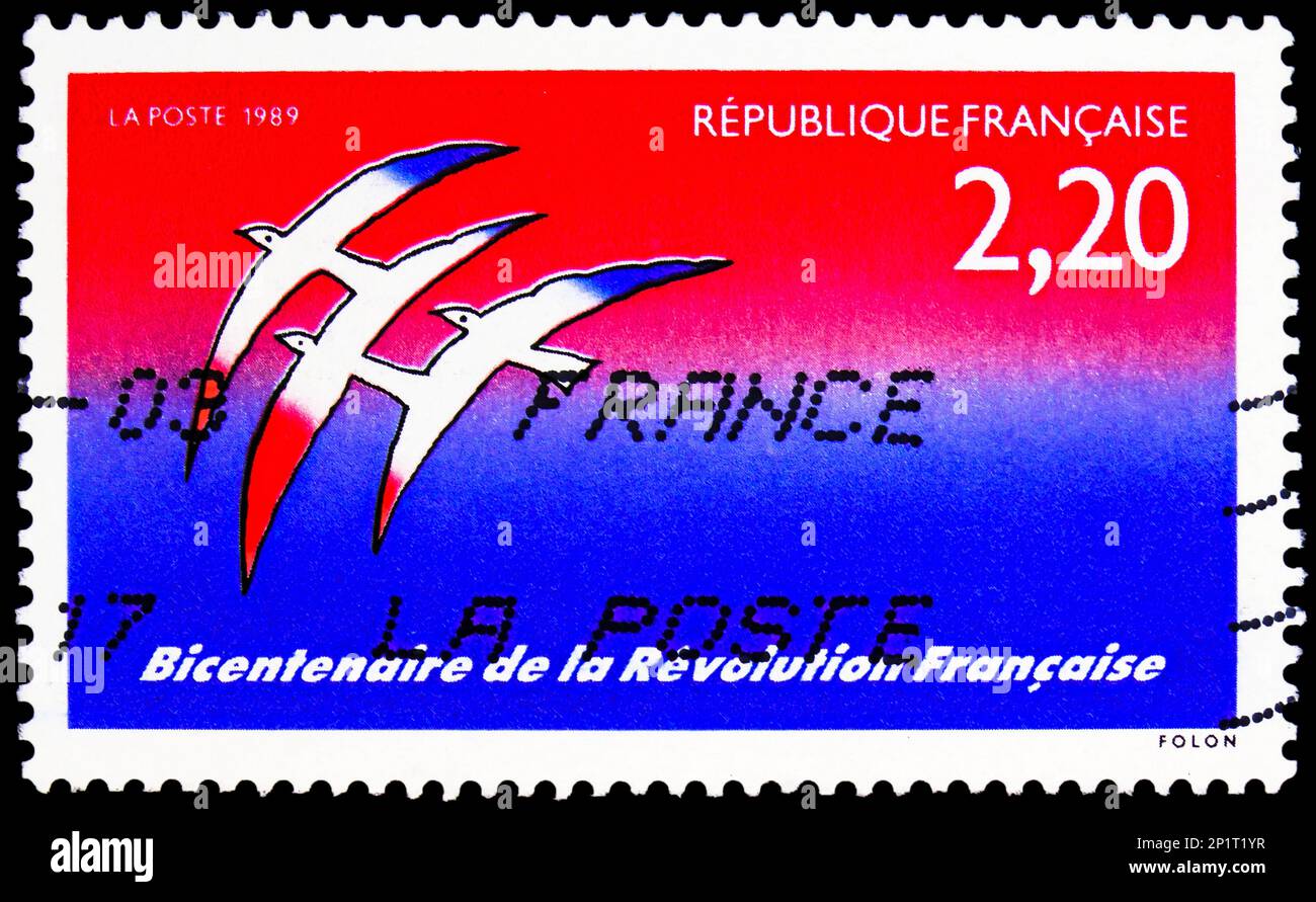 MOSCOW, RUSSIA - FEBRUARY 15, 2023: Postage stamp printed in France ...