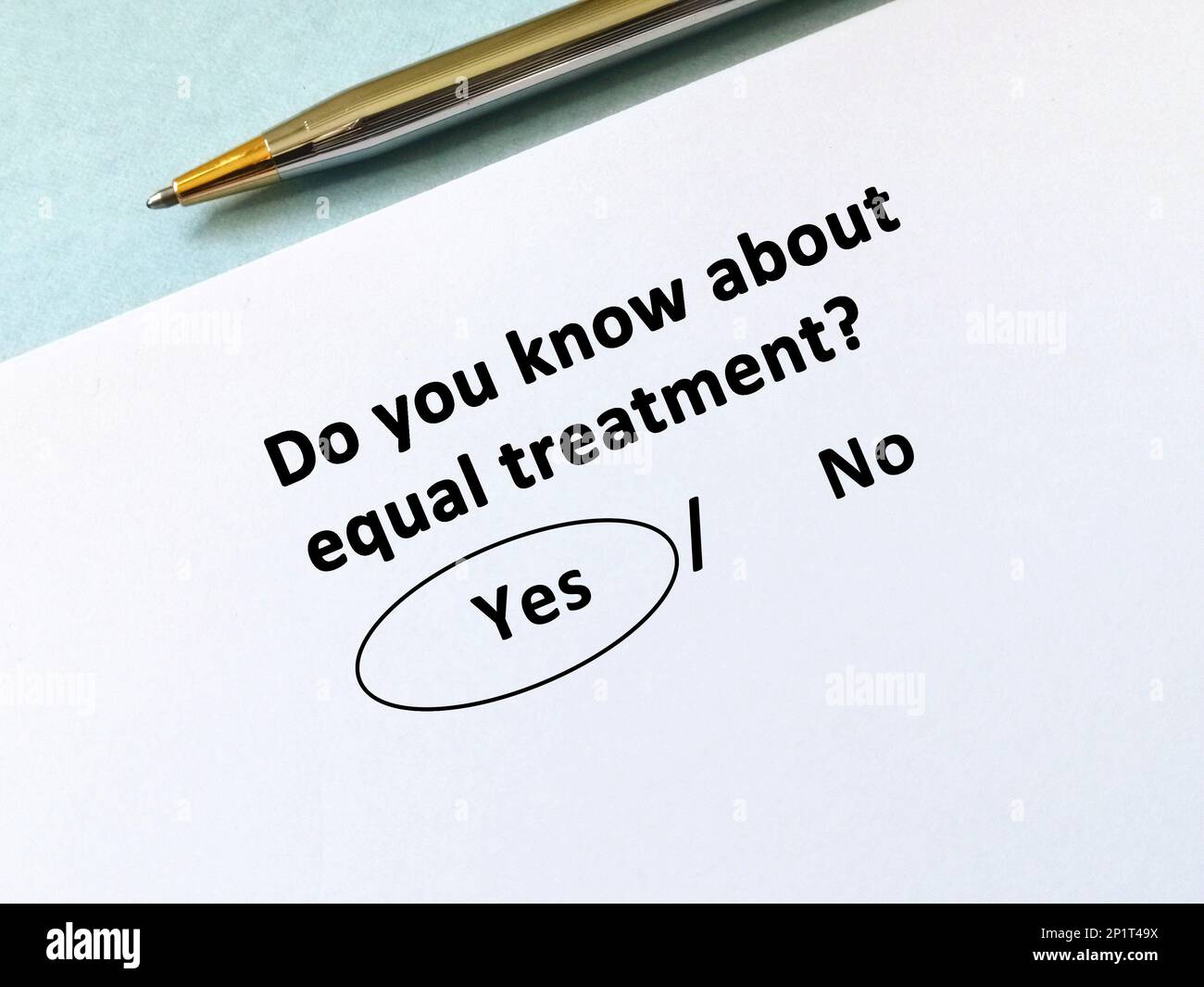 One person is answering question about human rights. He knows about equal treatment Stock Photo ...