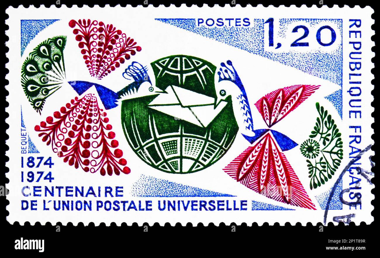 MOSCOW, RUSSIA - FEBRUARY 15, 2023: Postage stamp printed in France ...